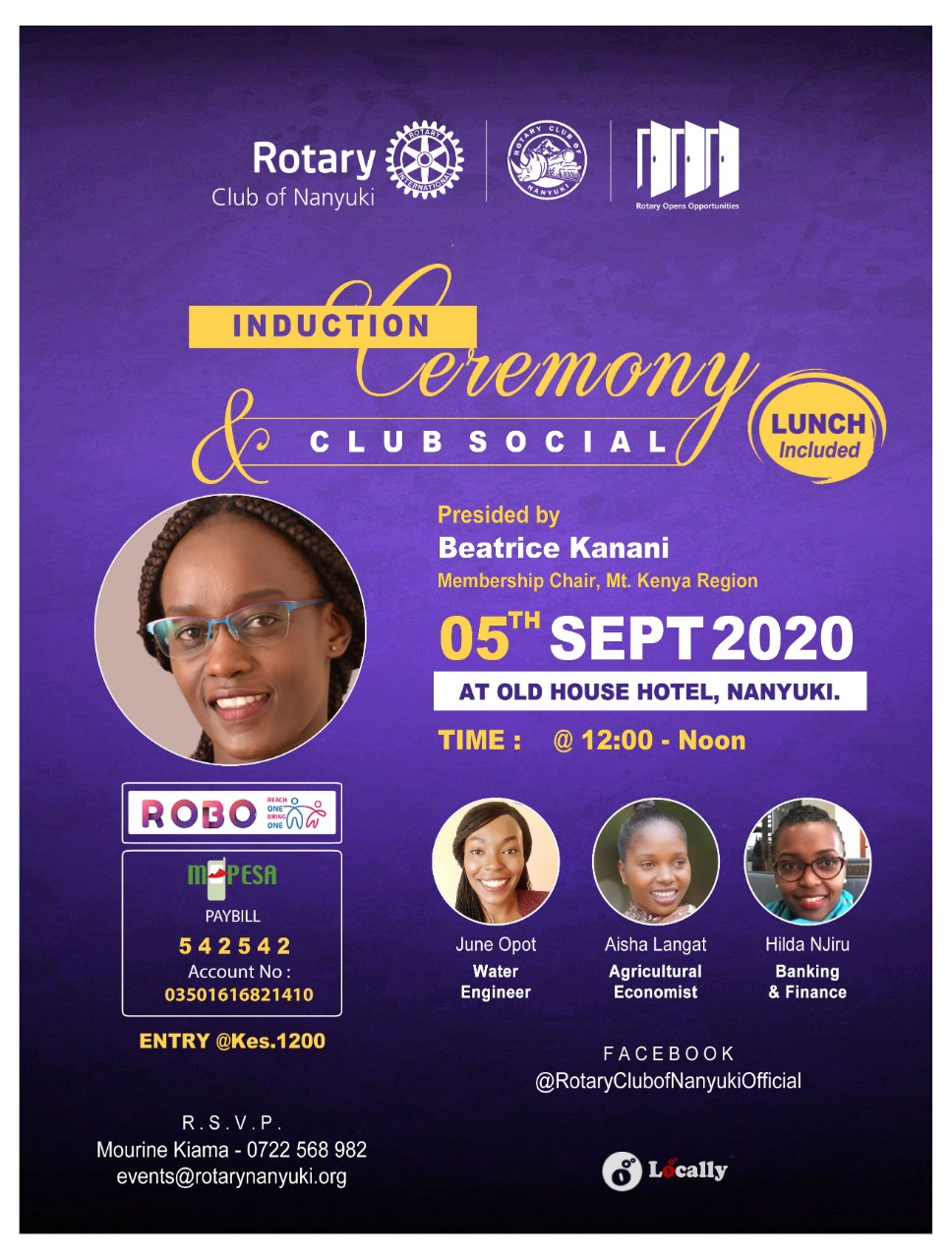 Induction Ceremony + Club Social - Rotary Club of Nanyuki